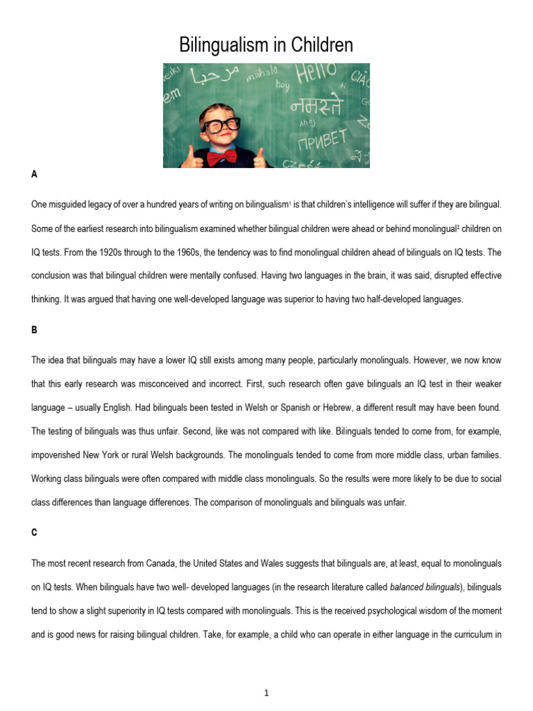 Bilingualism in Children | PDF | Multilingualism | Intelligence