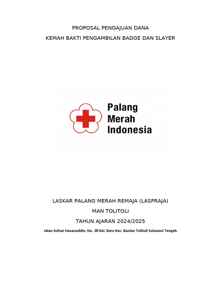 Proposal Dana Kemah PMR LASPRAJA Tolitoli | PDF