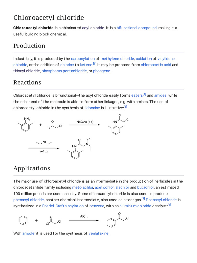 Chloroacetyl Chloride - Wikipedia | PDF | Chemical Substances | Chemistry