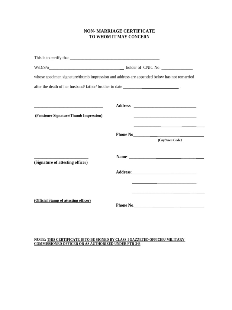 NON Marriage Cert | PDF