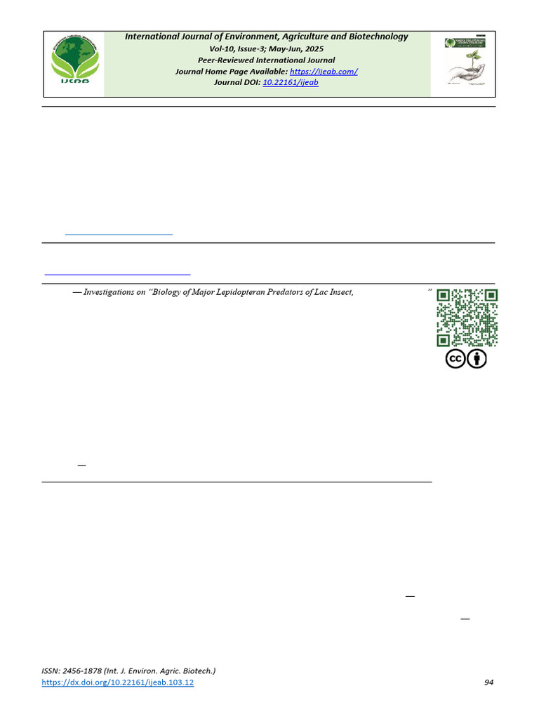 Biology of Major Lepidopteran Predators of Lac Insect | PDF ...