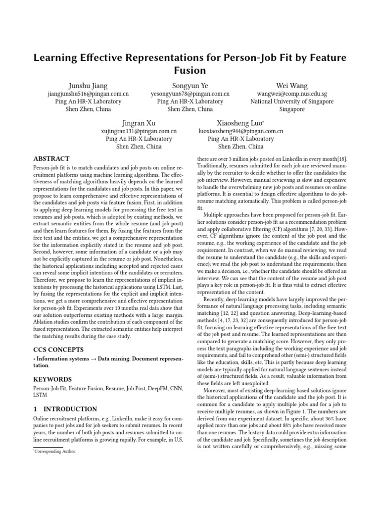 Learning Effective Representations For Person-Job Fit by Feature Fusion ...