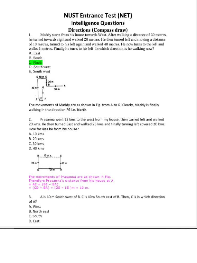 Direction Sense | PDF