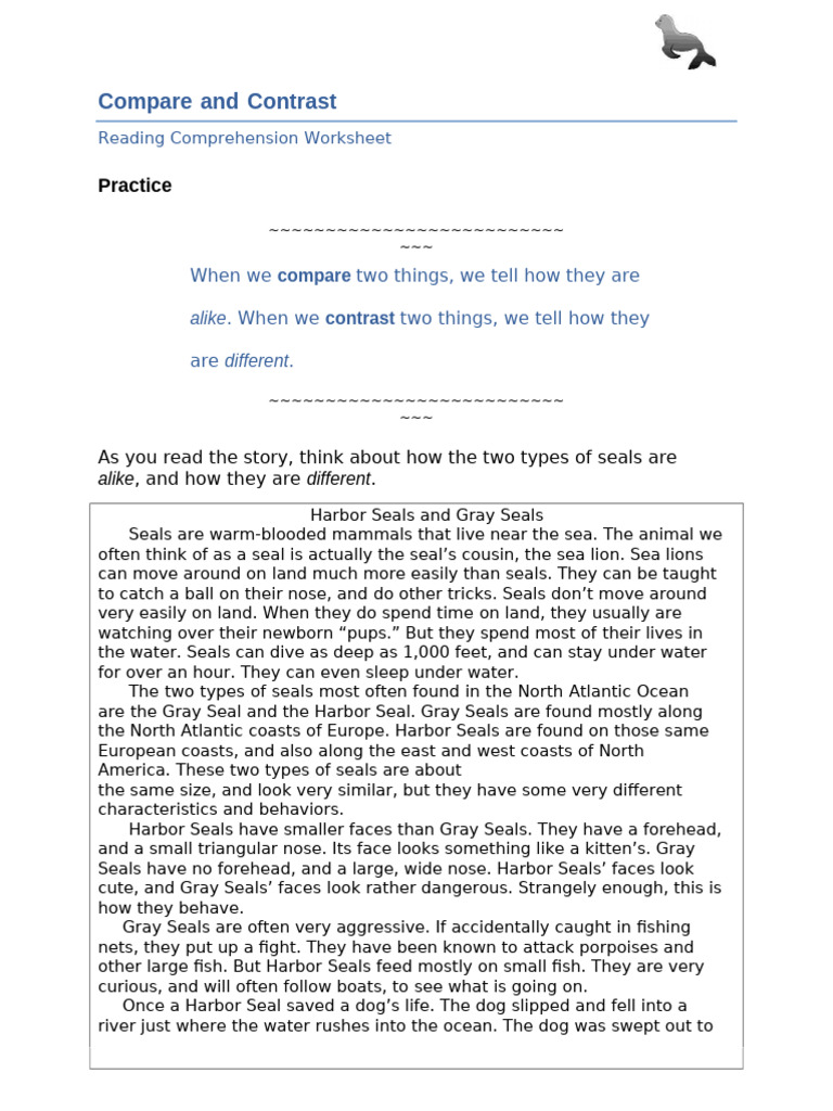 grade-5-compare-contrast-c | PDF | Pinniped | Marine Vertebrates