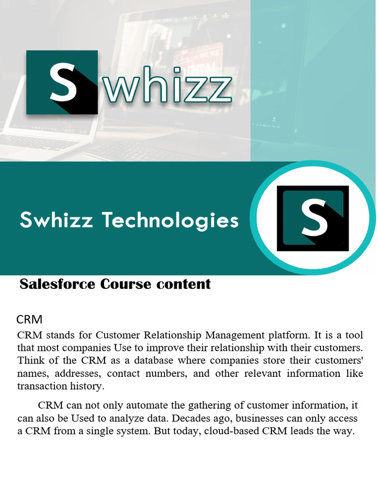 Swhizz - SFDC - Course Content 2025 | PDF | Customer Relationship Management | Cloud Computing