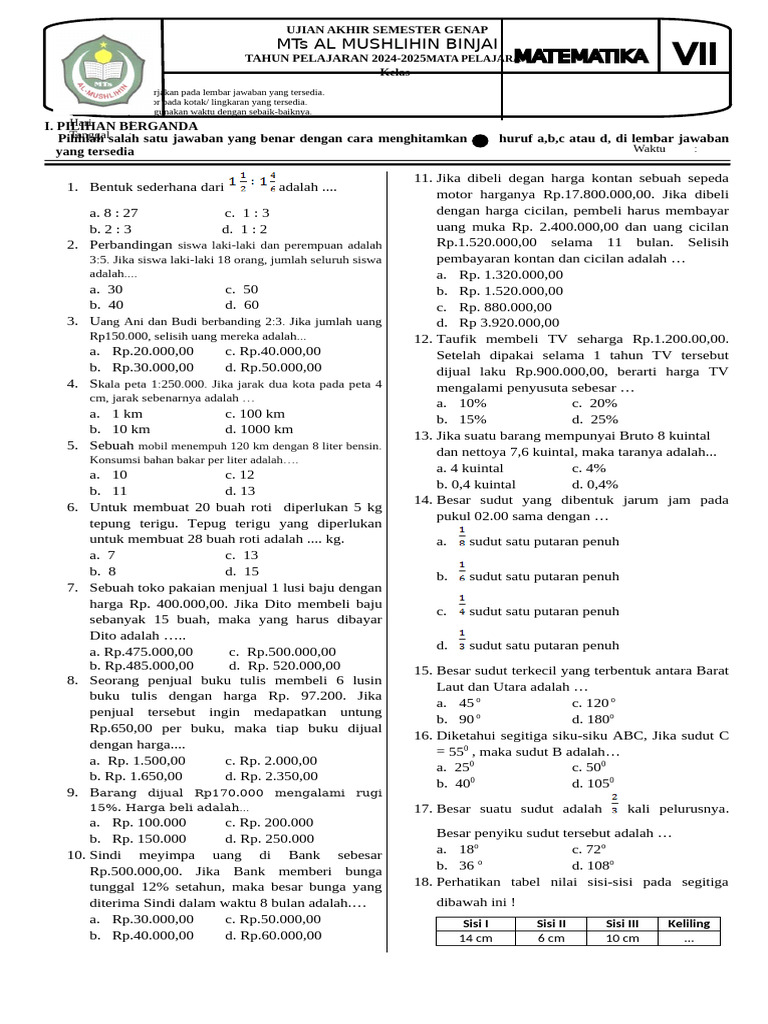 Soal MM SMTR Genap 2024-2025 | PDF