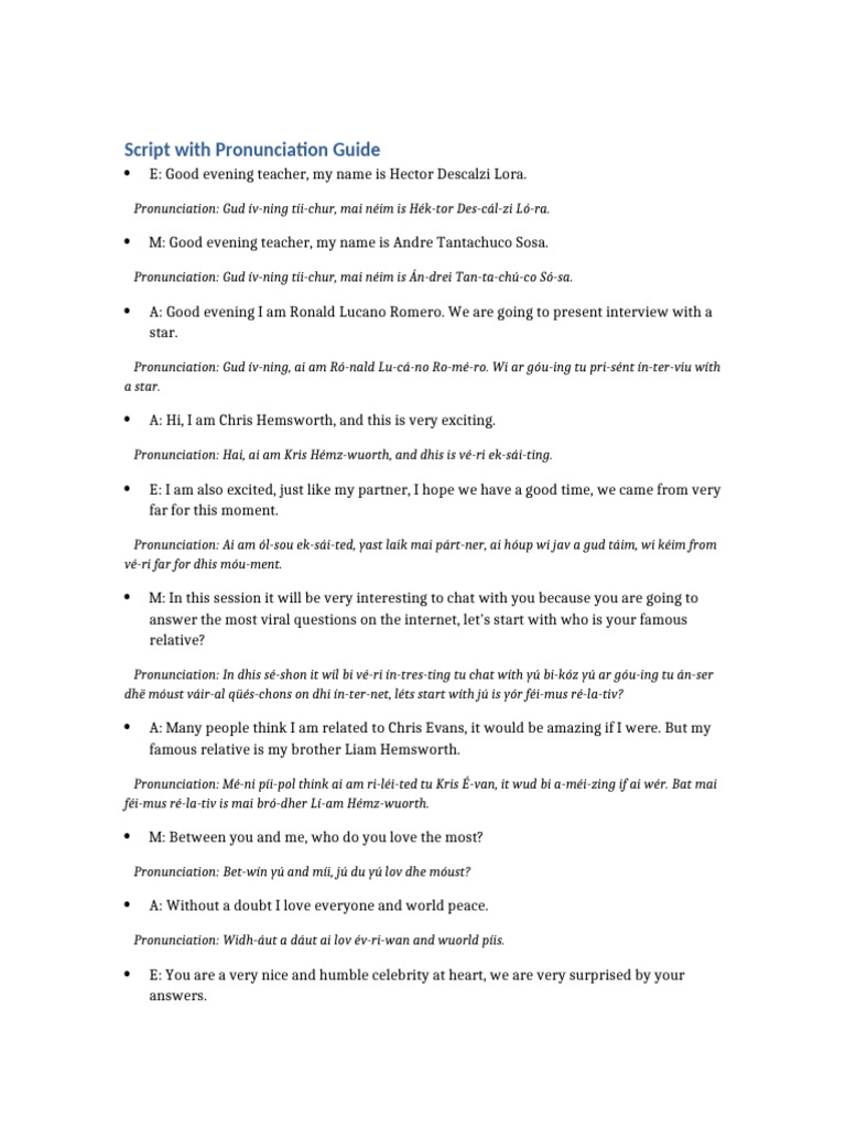 Interview Script With Pronunciation | PDF
