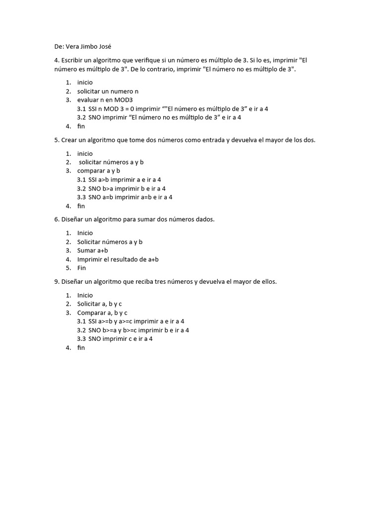 Ejercicios algoritmos 1 | PDF