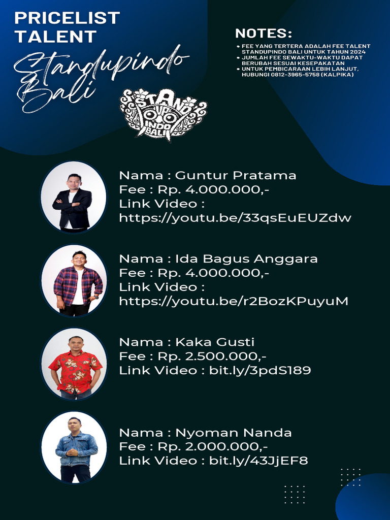 Pricelist Standupindo Bali 2024 | PDF