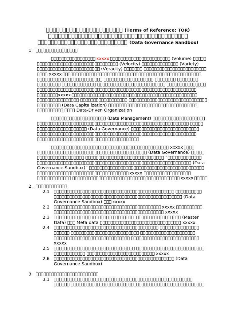 Draft - TOR-Data Gov - Sandbox - 12122024 | PDF