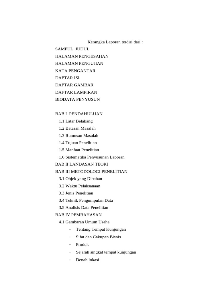 Kerangka Laporan Karya Ilmiah | PDF