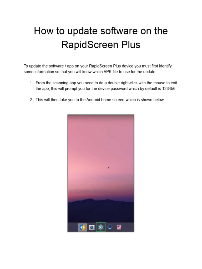 Update Rapidscreen Software | PDF | Android (Operating System) | Mobile App