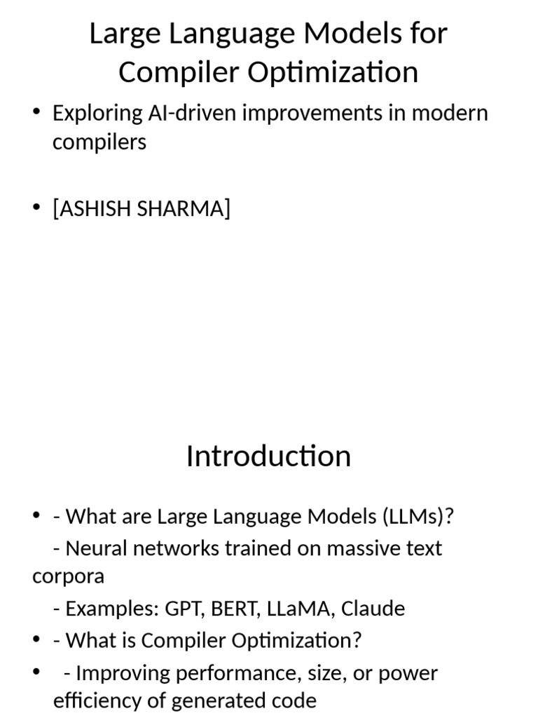 LLMs for Compiler Optimization | PDF