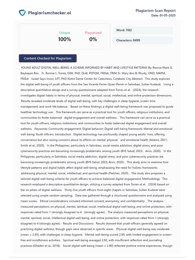 Baybayan Plagiarism Checker | PDF | Mental Health | Well Being