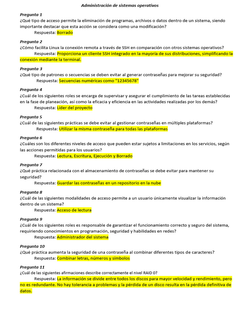 Preguntas y Respuesta Del Simulador - Sistemas Operativo | PDF | Servidor (Computación ...