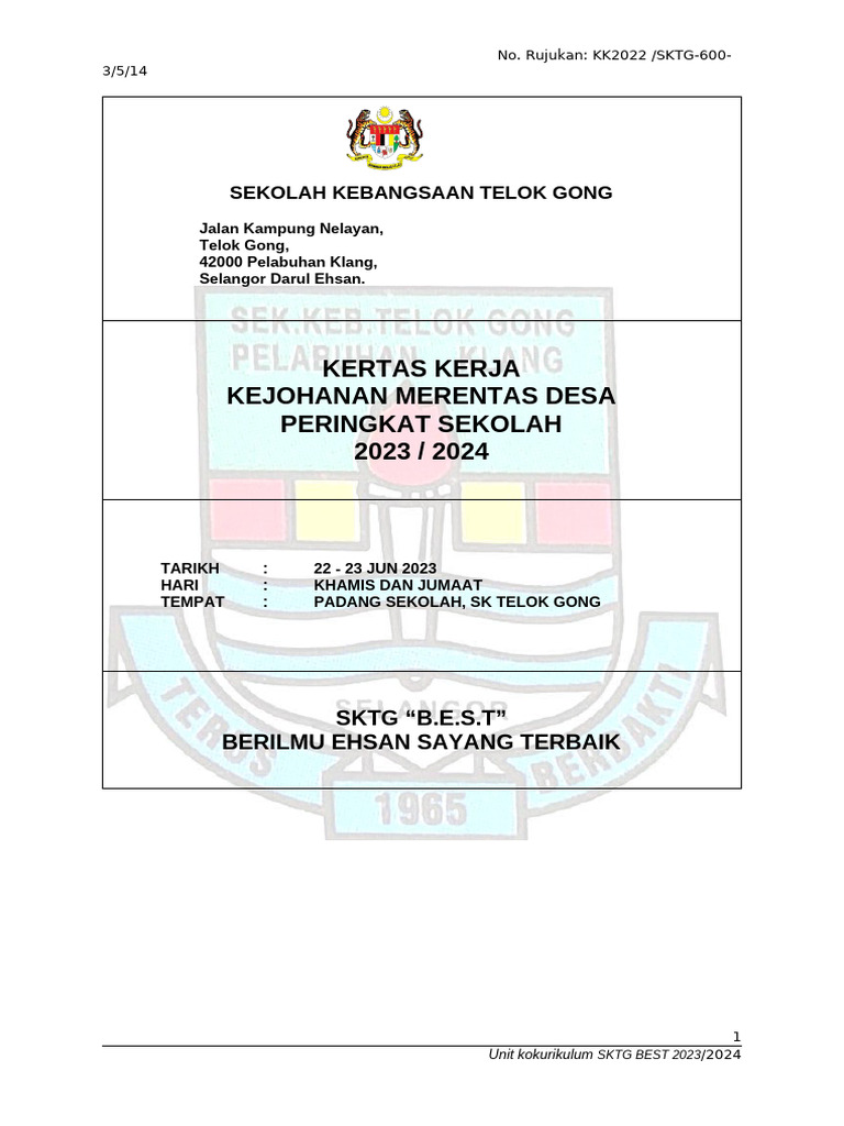 KK Kejohanan Merentas Desa 2023 | PDF