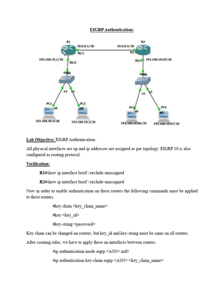 EIGRP Authentication | PDF