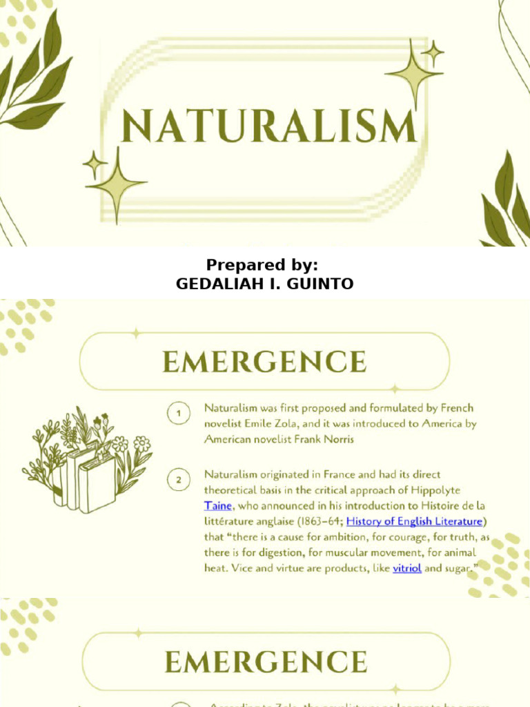 NATURALISM, REALISM, ROMANTICISM-GUINTO, GEDALIAH I. | PDF