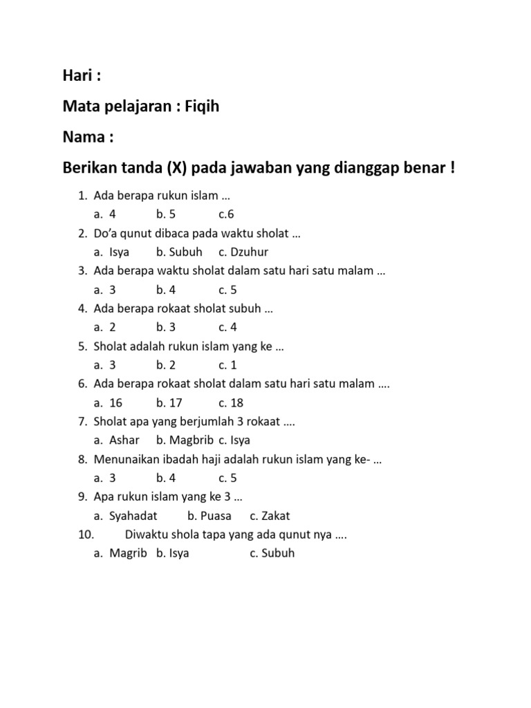 Contoh Soal Fiqih | PDF
