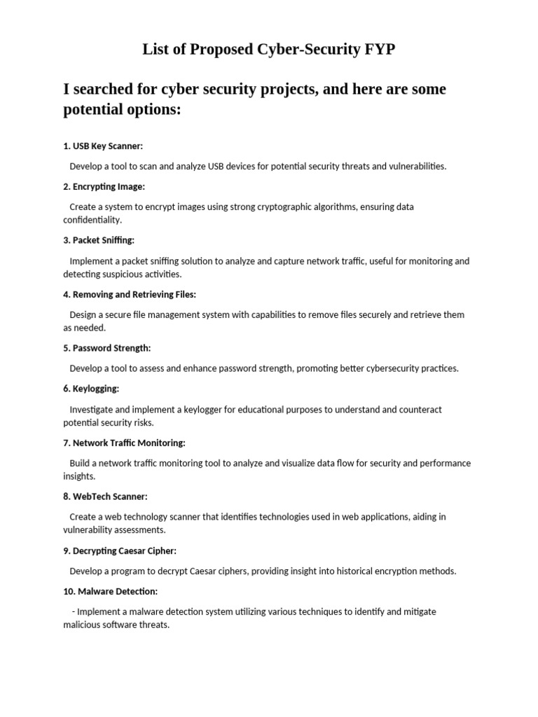Cyber-Security FYP Project Ideas | PDF