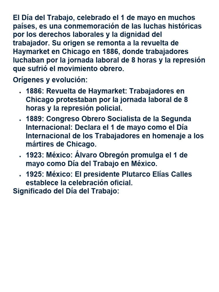 El Día Del Trabajo | PDF