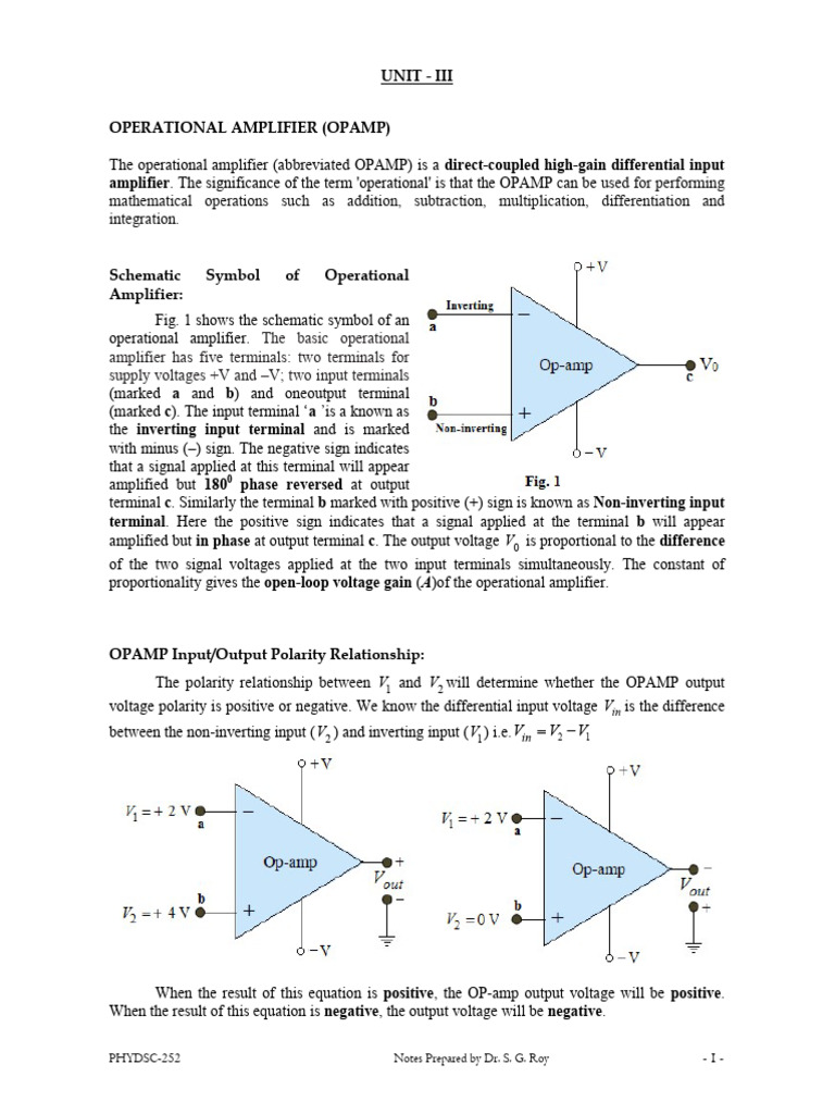 Physics - OPAMP, Operational Amplifier. | PDF | Operational Amplifier | Amplifier