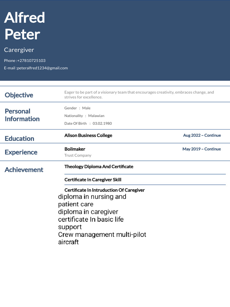 Alfred Resume 501 | PDF