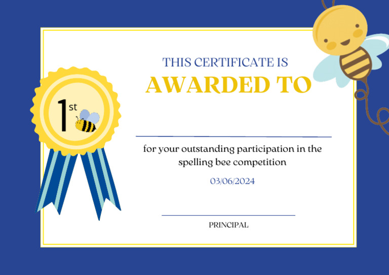 Spelling Bee Certificate | PDF