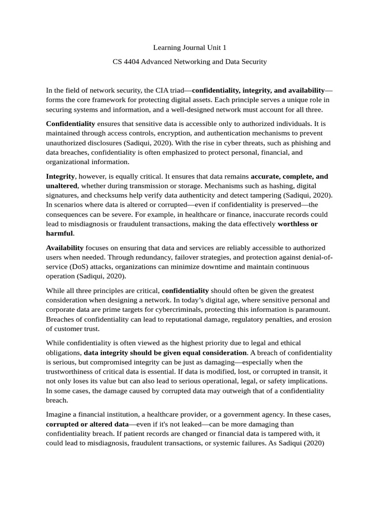 Learning Journal Unit 1 CS 4404 | PDF | Information Security | Security