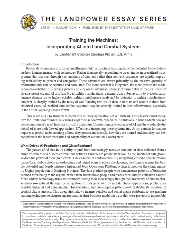 AI Integration in Land Combat Systems | PDF | Artificial Intelligence ...