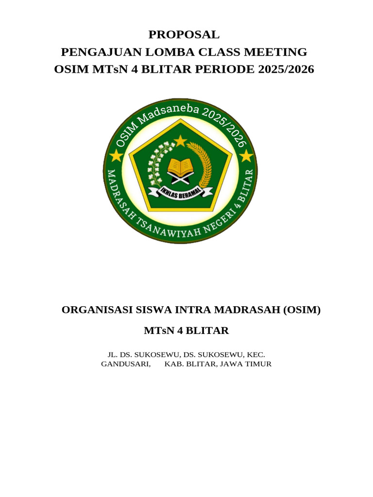 Proposal Lomba Class Meeting MTsN 4 Blitar | PDF