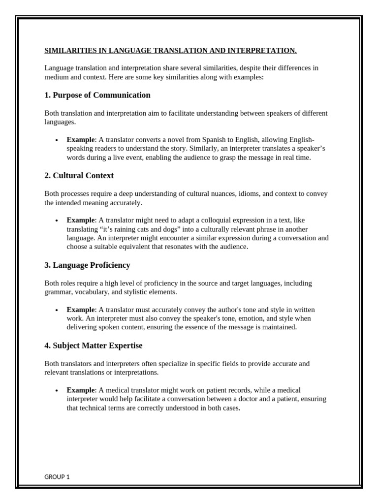 Translation and Interpretation Similarities | PDF | Translations ...