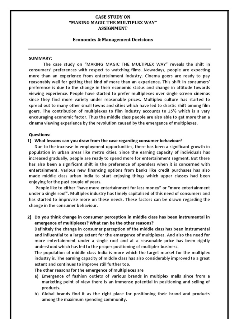 Making Magic The Multiplex Way | PDF | Movie Theater | Economic Growth