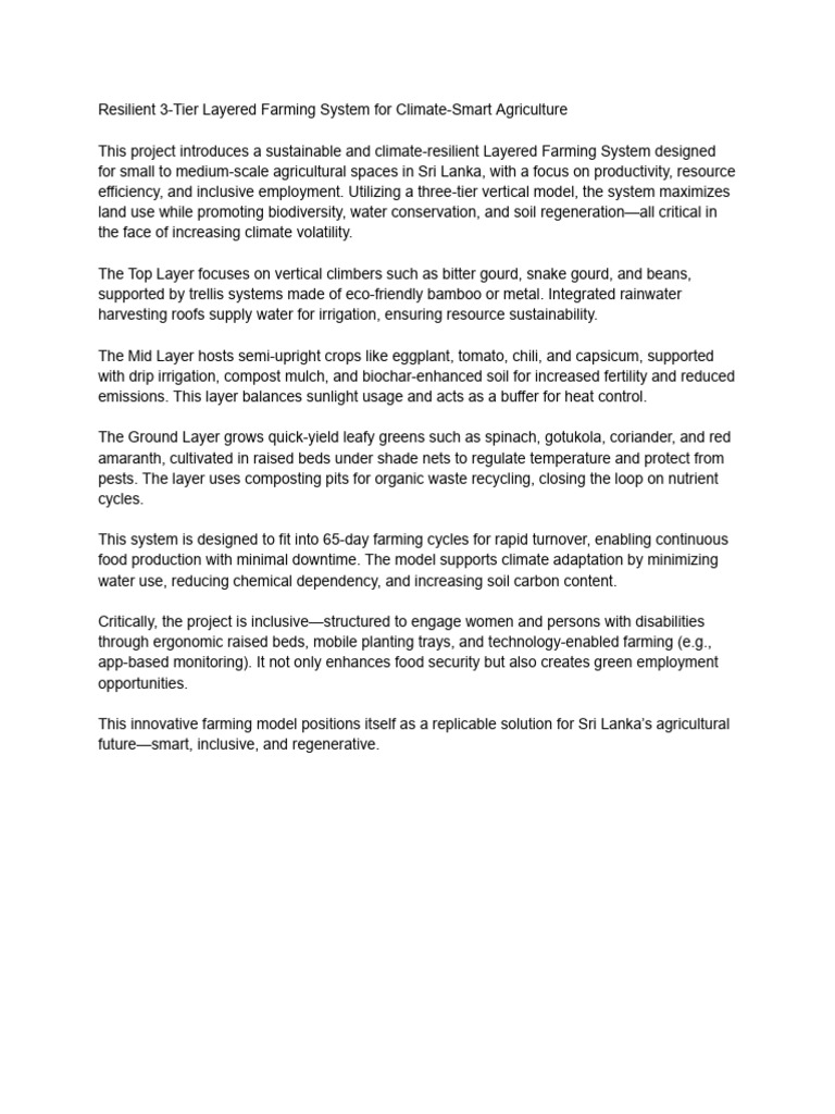 Resilient 3-Tier Layered Farming System For Climate-Smart Agriculture | PDF