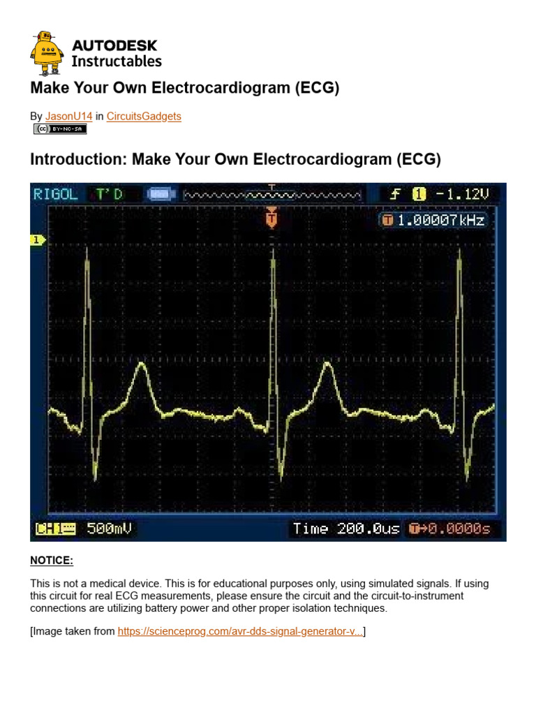 Build Your Own ECG Circuit Guide | PDF | Electrocardiography | Amplifier