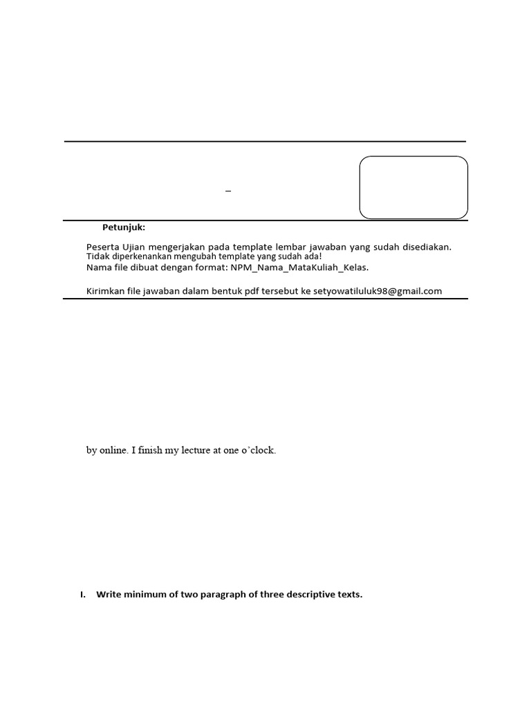 Soal Uts Bi Mhsiswa Sore Mei 2025 | PDF