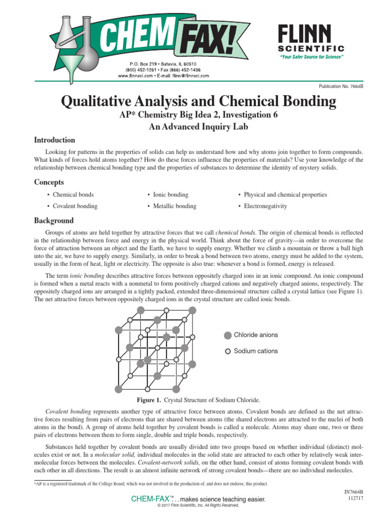 Qualitative Analysis and Chemical Bonding - Student Version | PDF ...