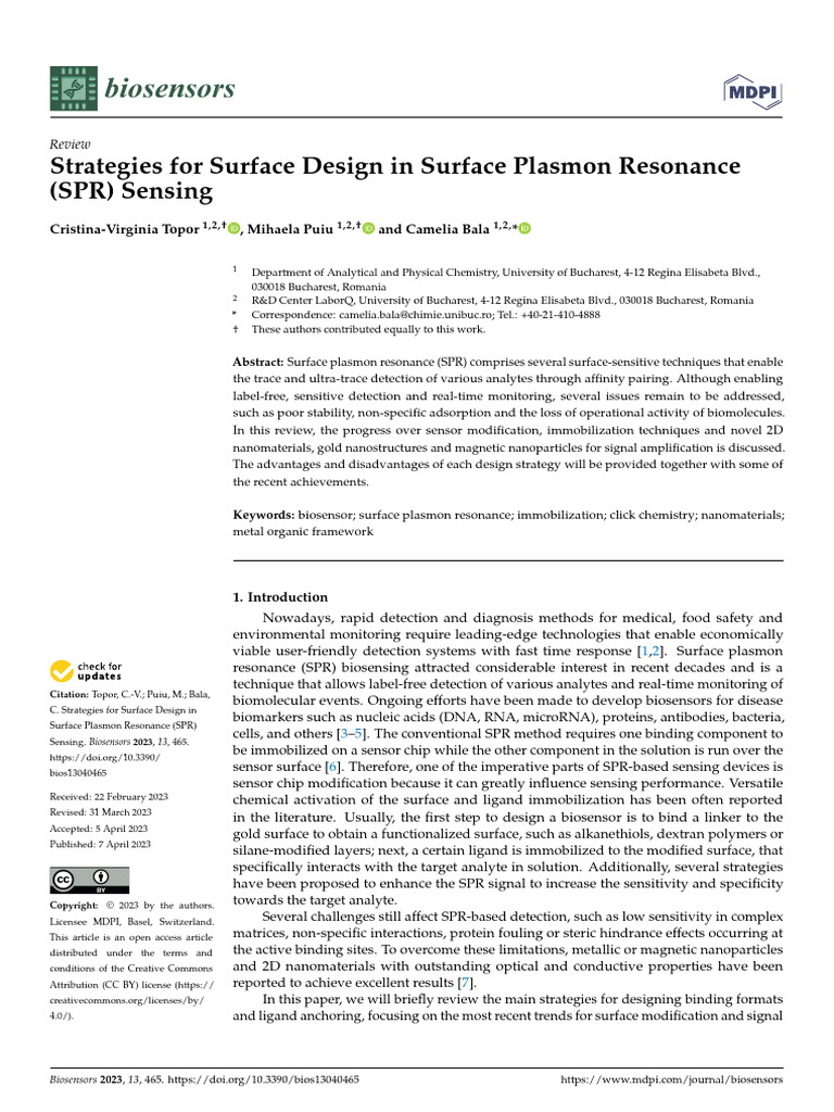 Biosensors RI | PDF | Surface Plasmon Resonance | Biosensor
