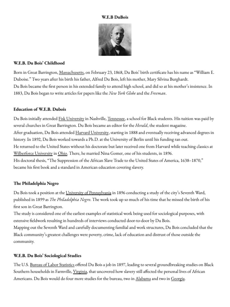 Tanvi Bhandari - WEB DuBois | PDF | W. E. B. Du Bois | Society Of The ...