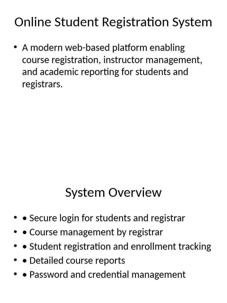 Online Student Registration System Presentation | PDF