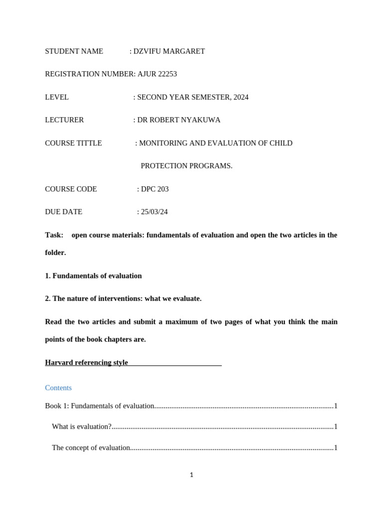 . 2 Dzvifu Monitoring and Evaluation of Cpp | PDF | Evaluation ...