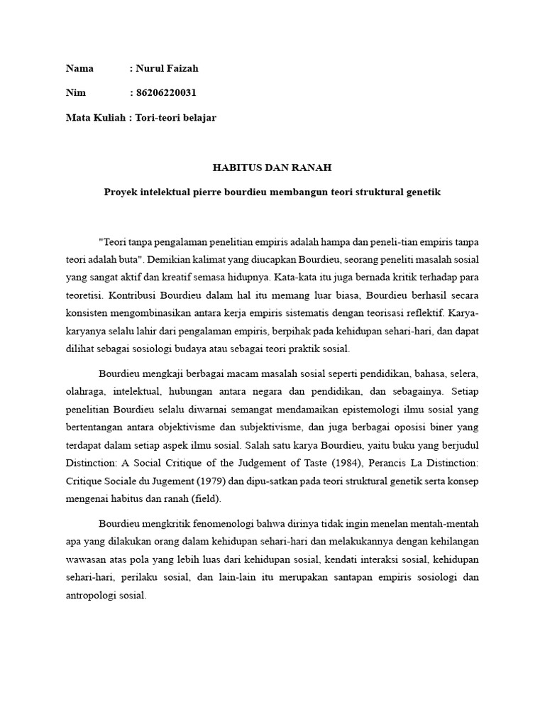 Teori Sosial Nurul Faizah | PDF