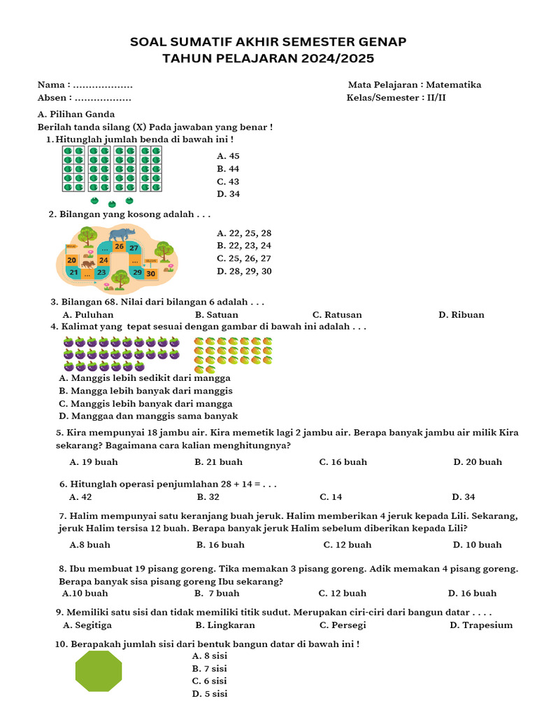 Sas Genap MTK Kelas 2 | PDF