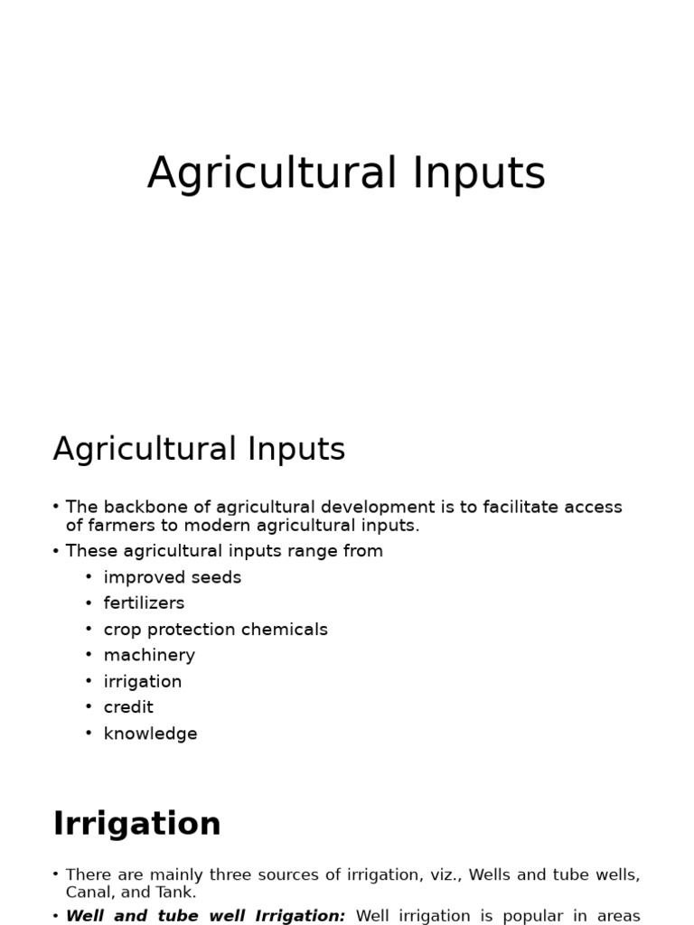 Agricultural Inputs | PDF | Irrigation | Groundwater