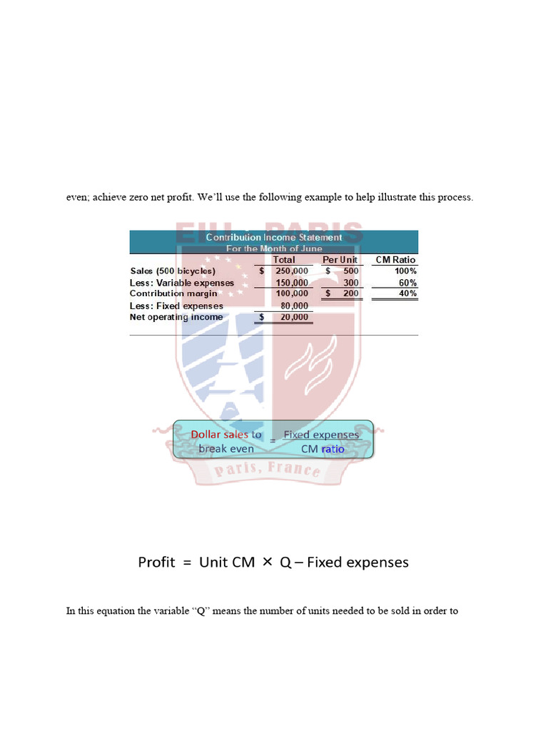 Break Even Point Unit-9 - Watermark | PDF | Economics | Financial ...