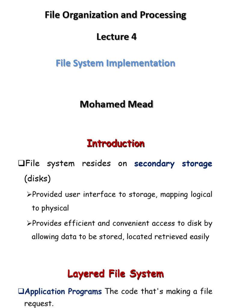 Lecture4 FileOrganization | PDF | File System | Computer File