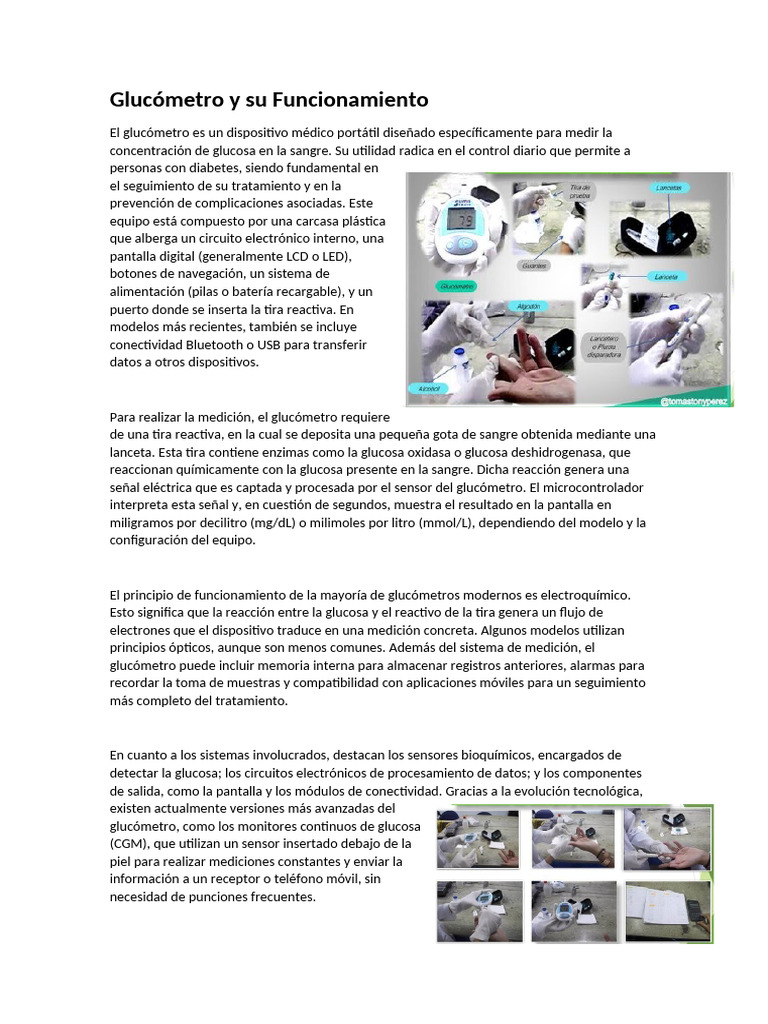 Partes y Funcionamiento del Glucómetro | PDF