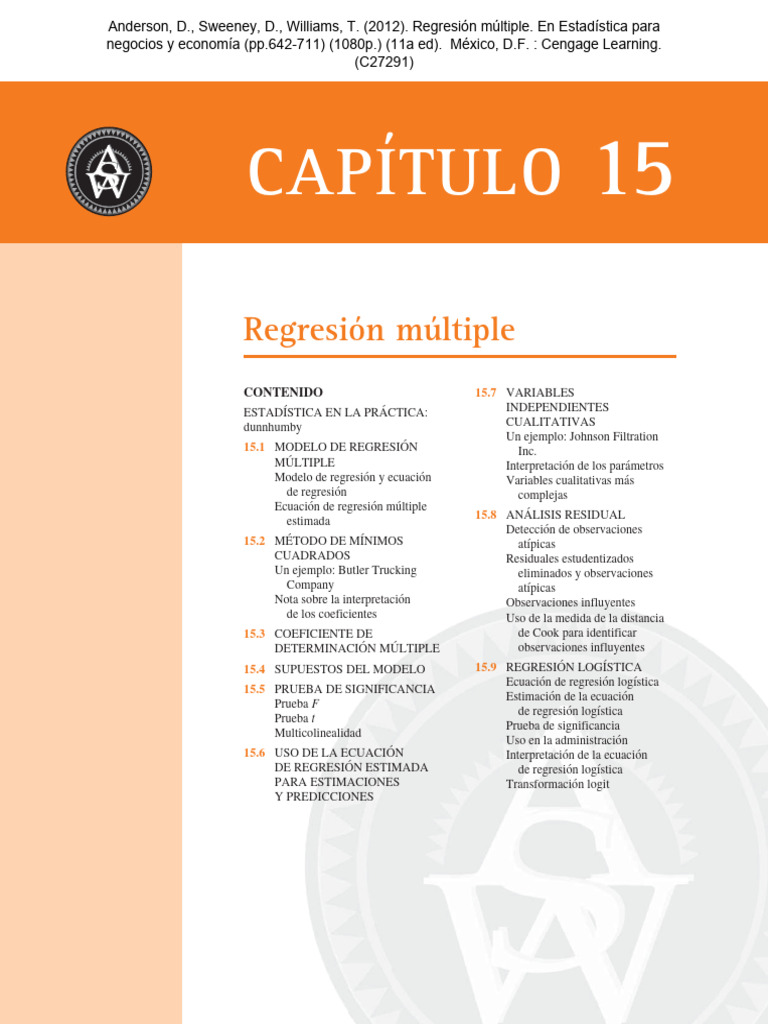 Capítulo: Regresión Múltiple | PDF | Regresión lineal | Análisis de regresión