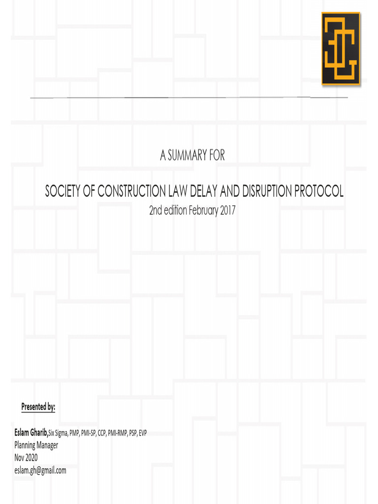 A Summary For Society of Construction Law Delay and Disruption Protocol ...