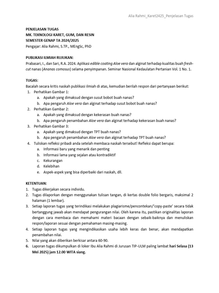 Alia Rahmi - Karet2425 - Penjelasan Tugas | PDF